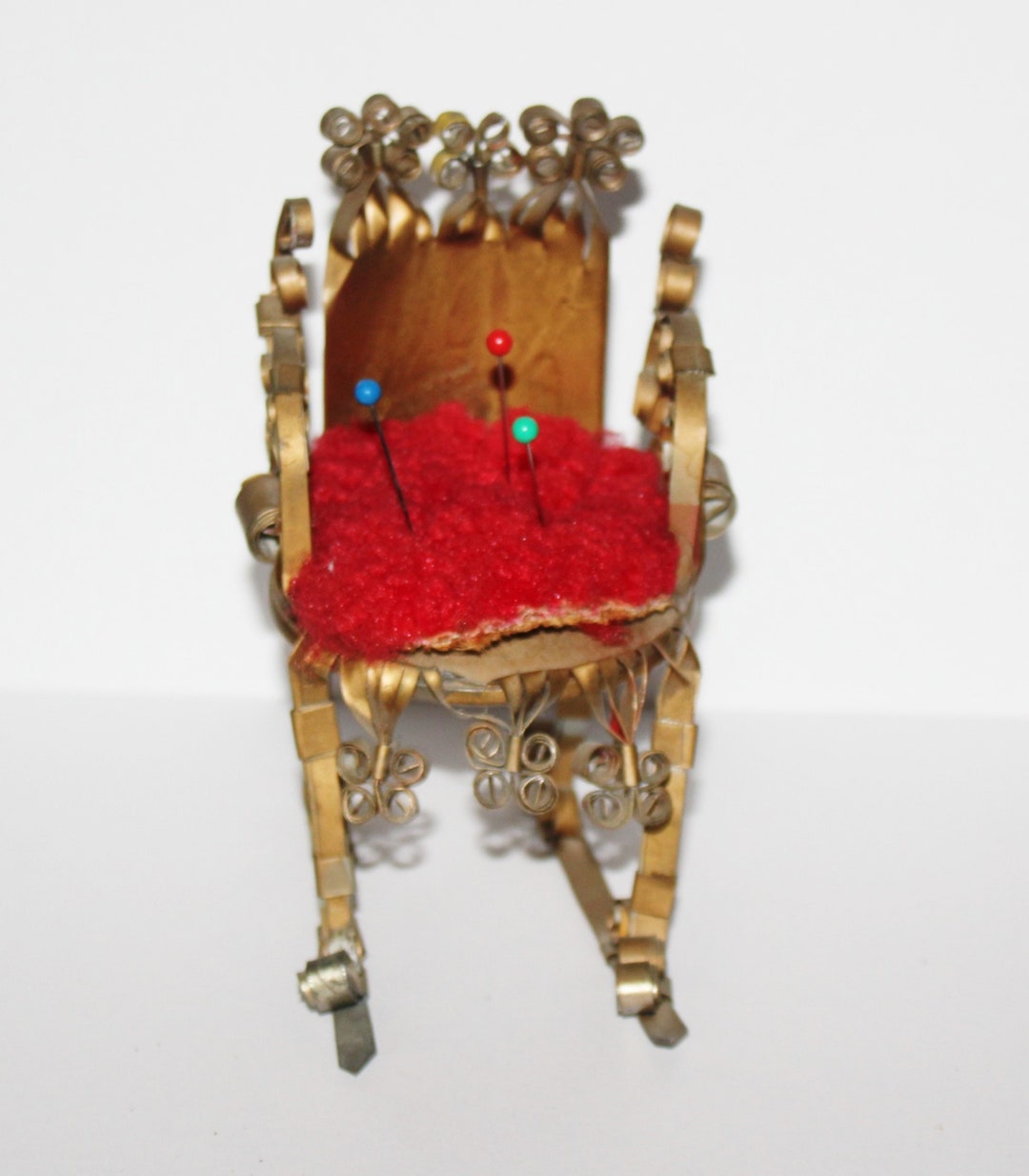 Vintage Tramp Art Can Rocking Chair Pincushion, Tin Rocking Chair ...