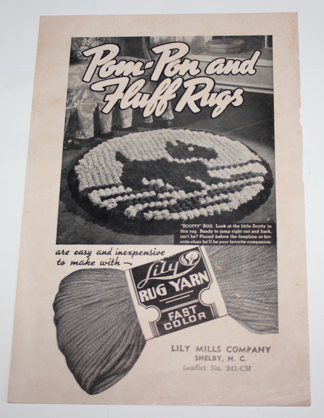 40s Pom Pon and Fluff Rugs Lily Mills Company - Etsy