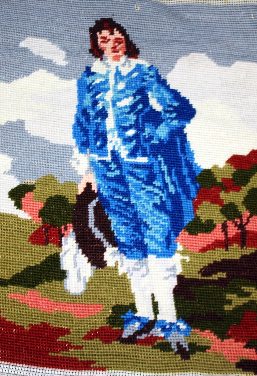 Vintage Estate Blue Boy Needlepoint Handmade Wall Art Piece - Etsy