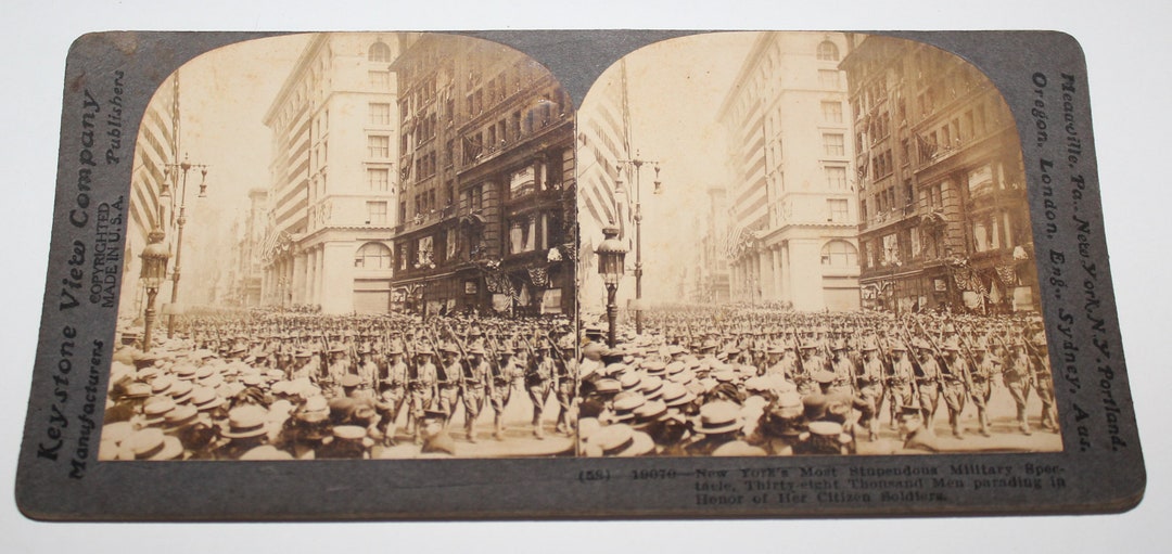 Keystone Stereoview Parade for New York's Citizen Soldiers WW1 Antique ...