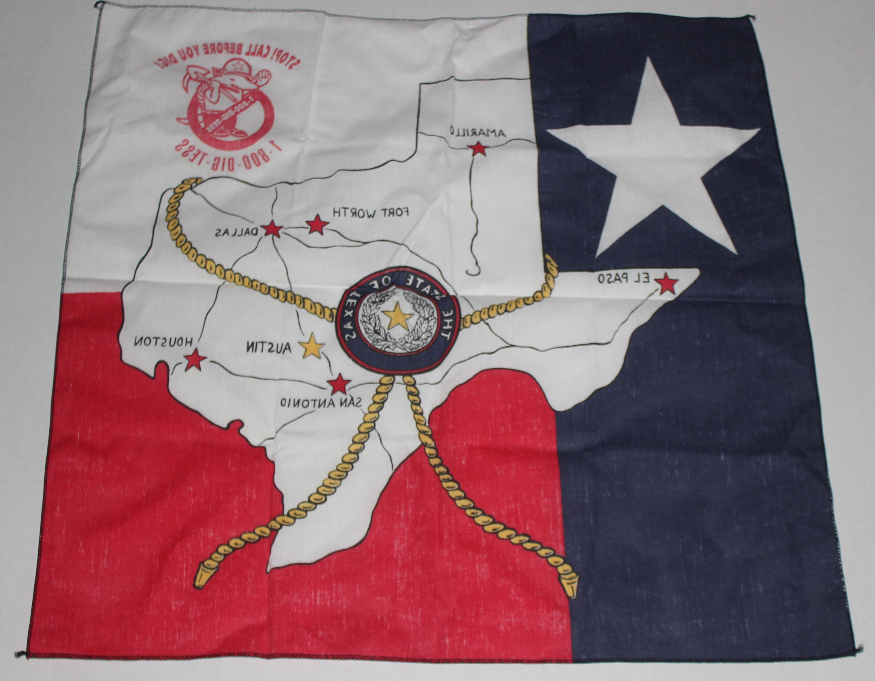 Vintage Texas Flag Map Call Before You Dig Bandana - Etsy