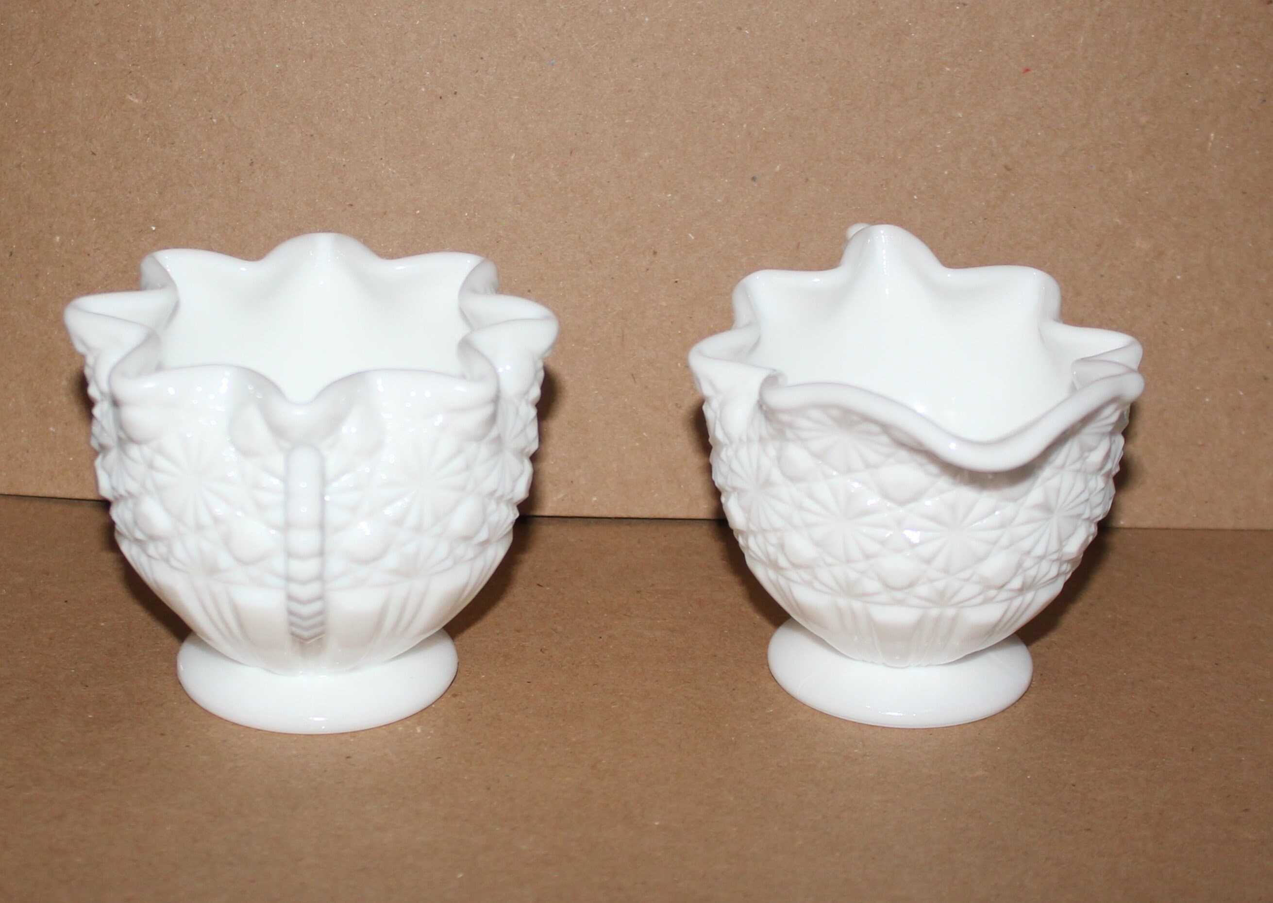 Vintage Milk Glass Daisy and Button Pattern Creamer and Sugar Bowl ...
