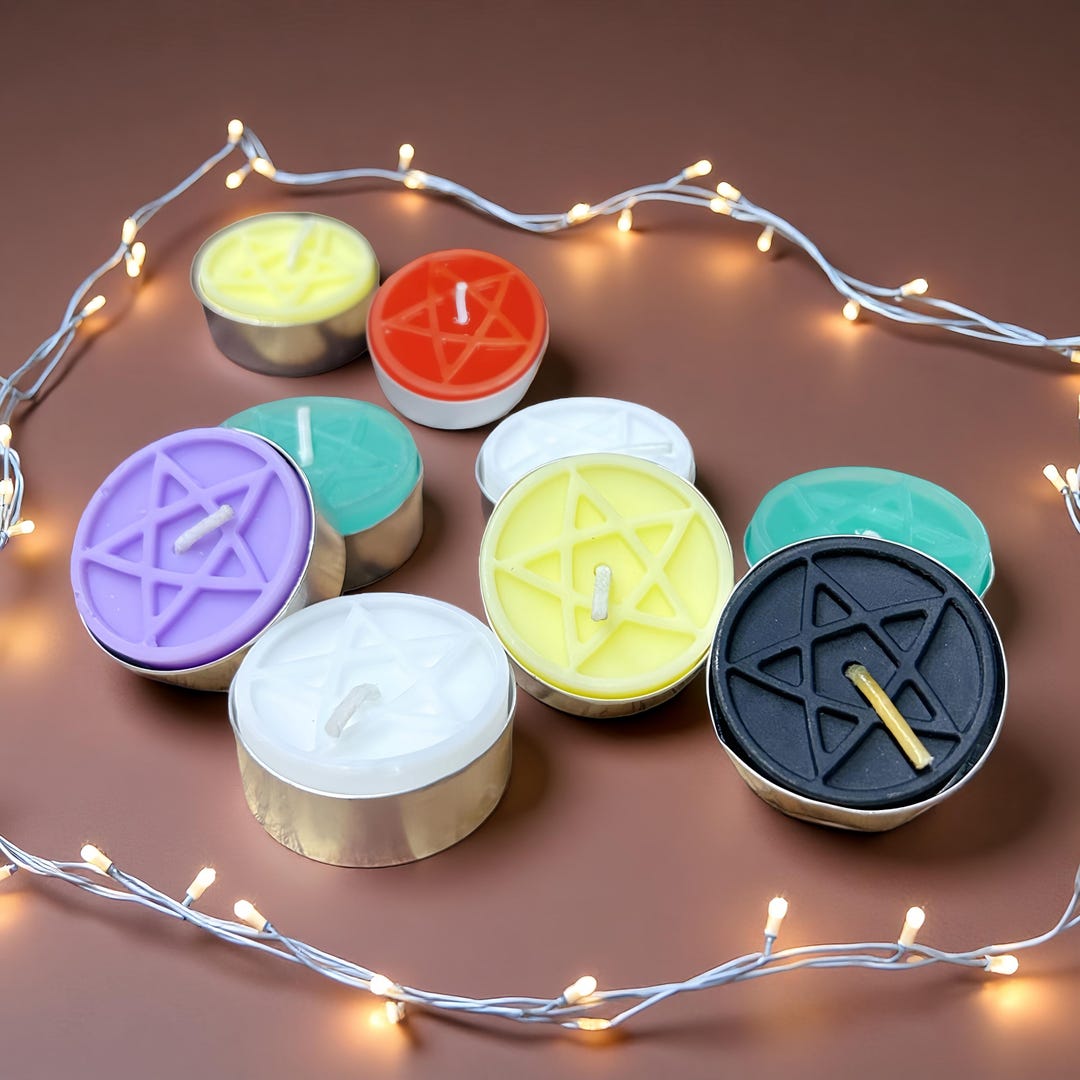 Pentacle Tea Light Candles: Handmade Soy Wax Witch Altar Candles - Etsy