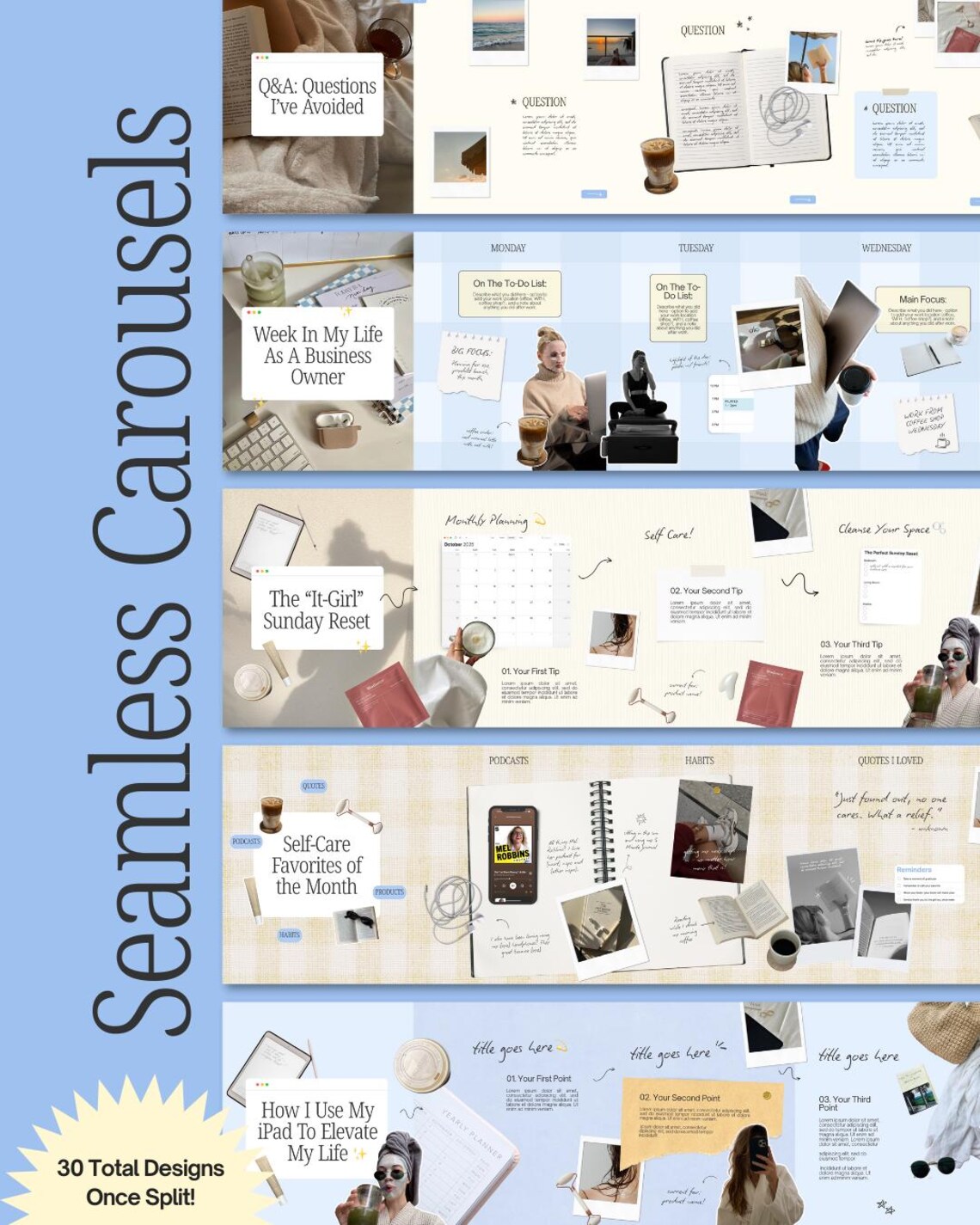 Butter Yellow Seamless Instagram Carousel Template: Faceless Marketing ...