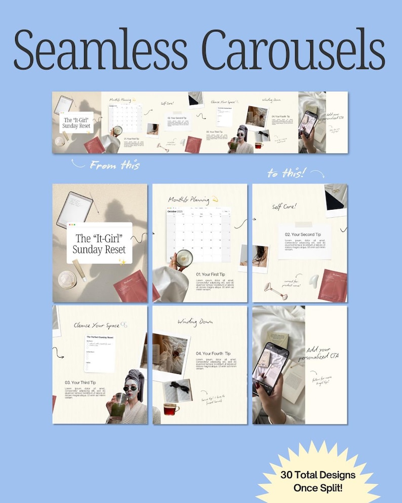 Butter Yellow Seamless Instagram Carousel Template: Faceless Marketing ...