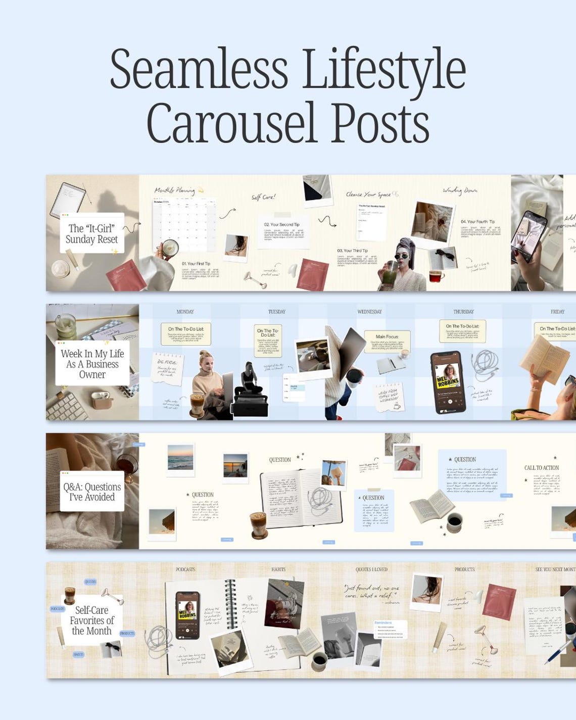 Butter Yellow Seamless Instagram Carousel Template: Faceless Marketing ...