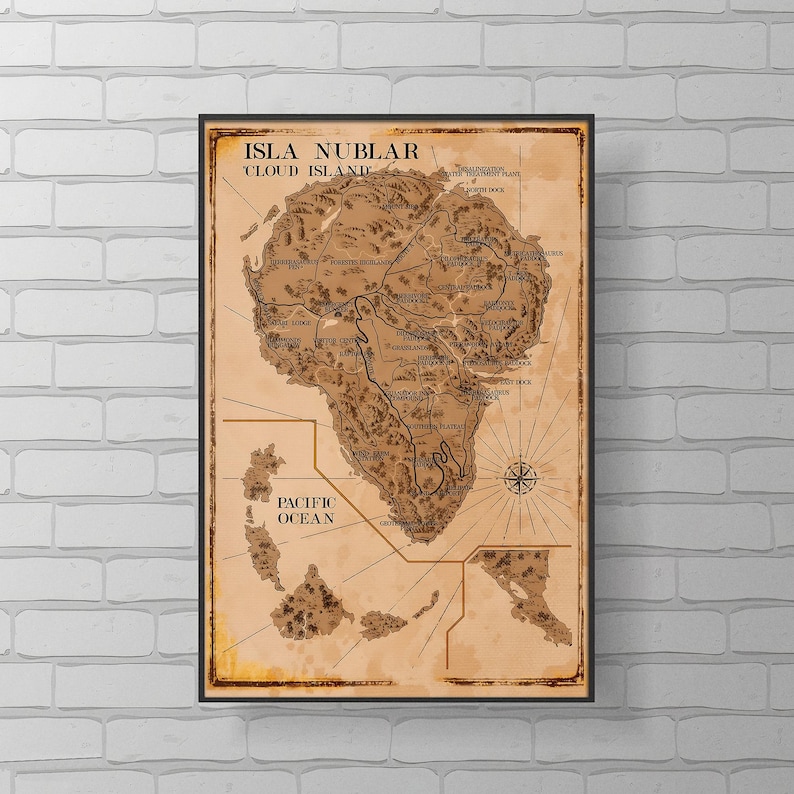 Isla Nublar Map Poster | Canvas Wall Art | Limited Collection ...