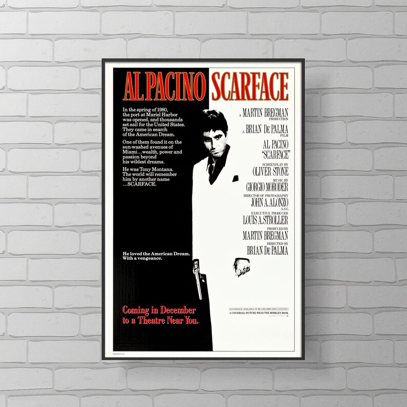Scarface Movie Poster | Canvas Wall Art | Limited Collection | Unframed ...