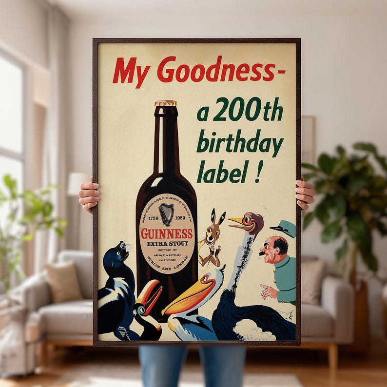 Guinness - My Goodness - A 200th Birthday Label Vintage Ad Poster, Room ...