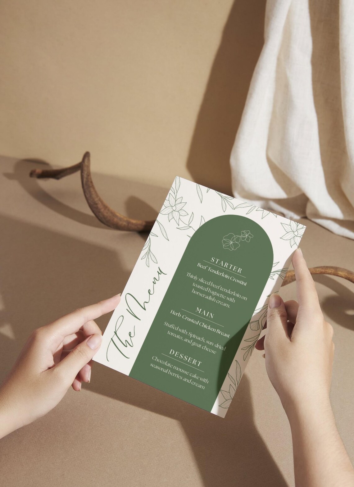 Green Floral Party Menu Card Template | DIY Customizable Design ...