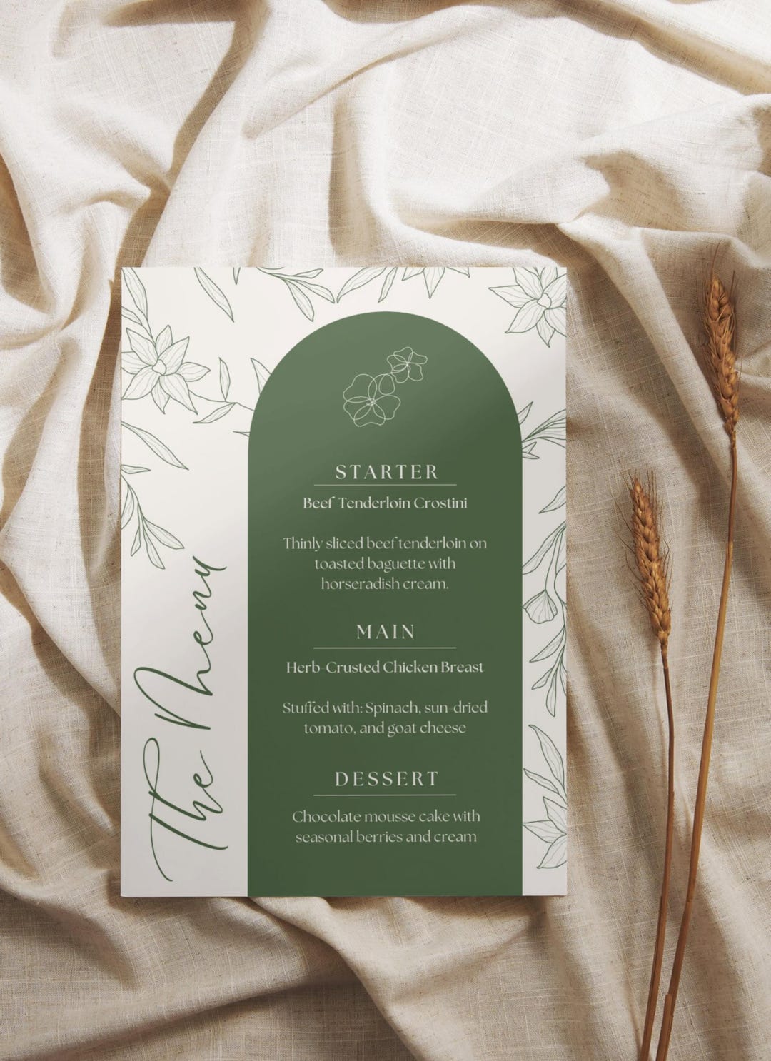 Green Floral Party Menu Card Template | DIY Customizable Design ...