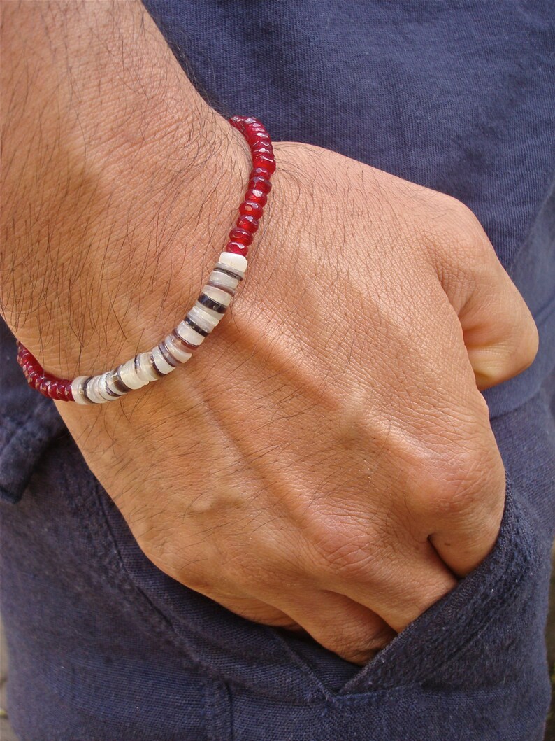 Men's Spiritual Love Bracelet With Semiprecious Red | Etsy