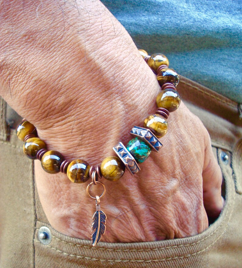 Native American Men's Spiritual Protection, Balance Bracelet With Semi ...