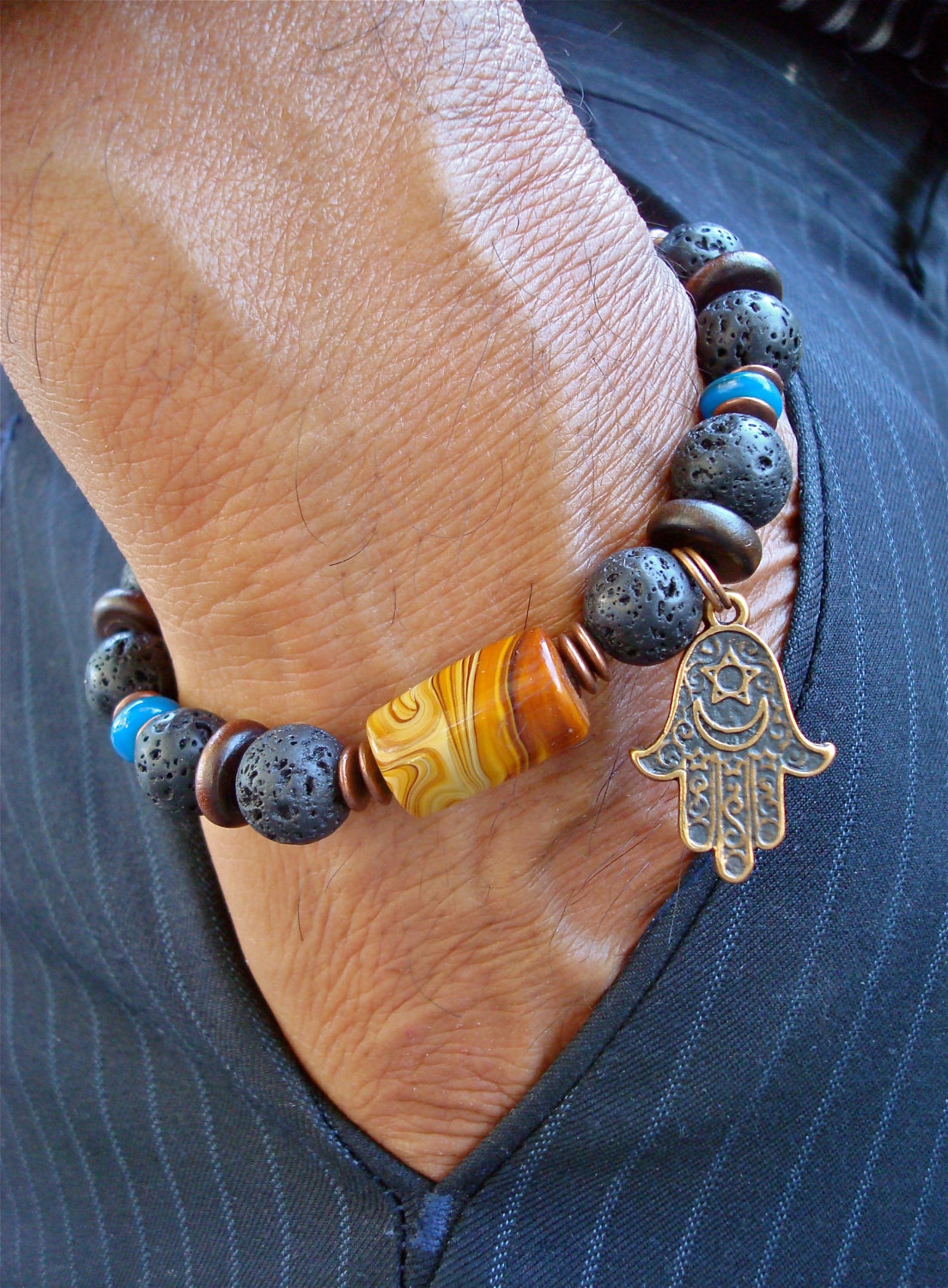 Men's Bracelet Spiritual Healing Courage and Strength | Etsy