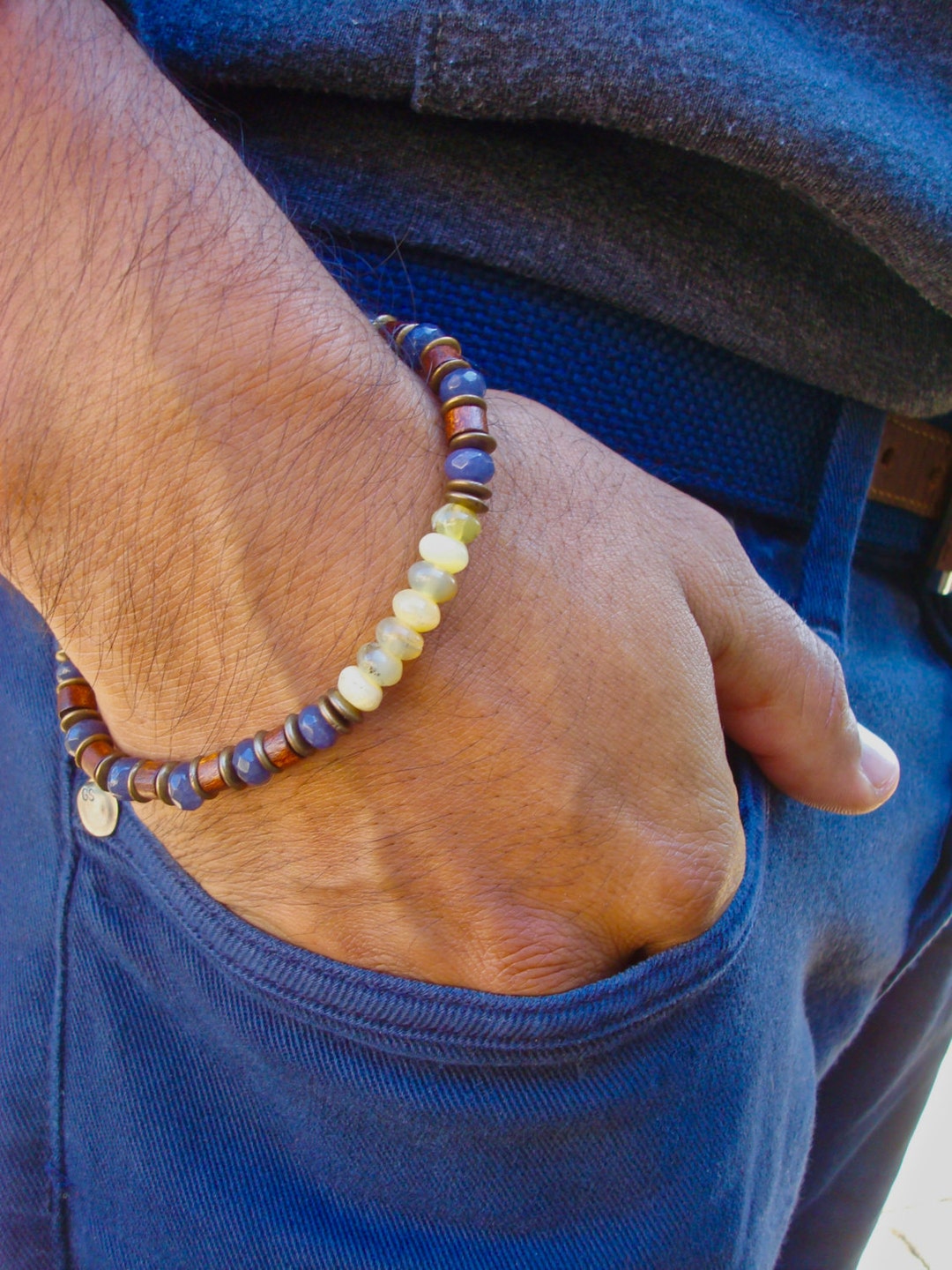 Men's Spiritual Healing, Love, Luck Protection Bracelet With Semi ...