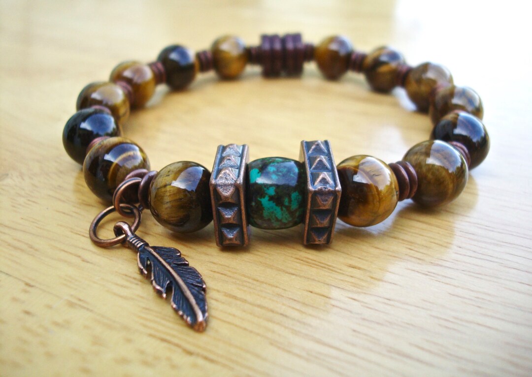 Native American Men's Spiritual Protection, Balance Bracelet With Semi ...