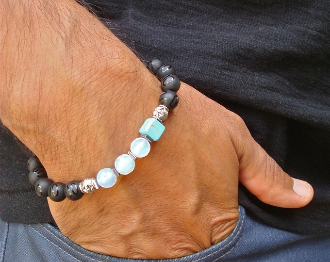 Men's Spiritual Protection, Relaxation, Good Fortune Bracelet With Semi ...