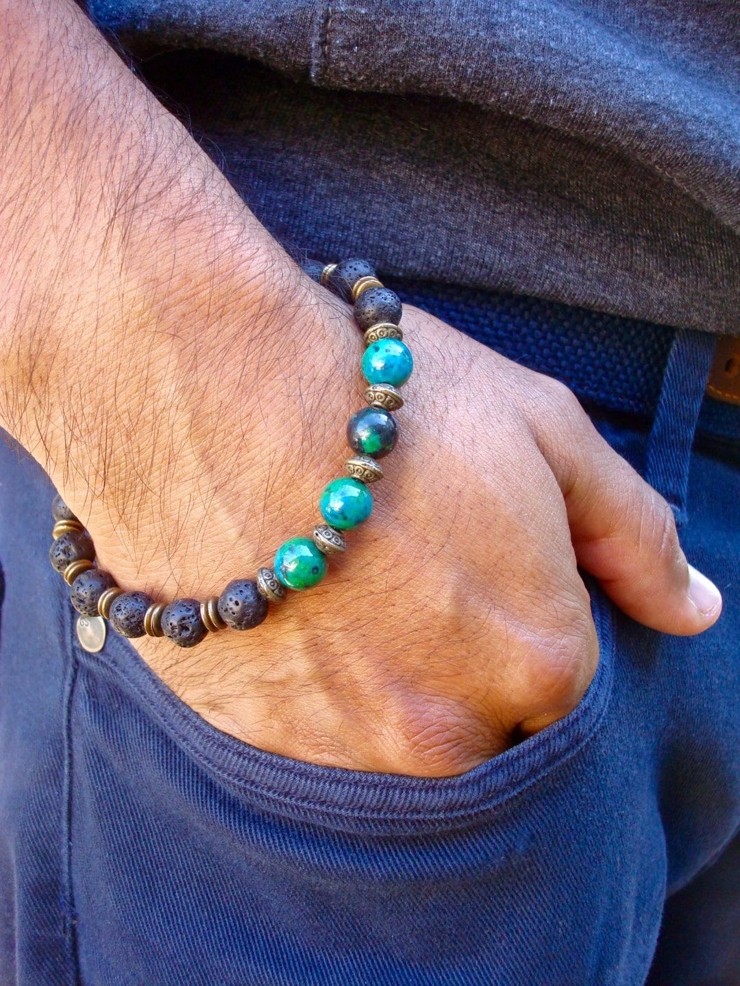 Men's Spiritual Healing, Peace, Courage and Wisdom Bracelet With Semi ...