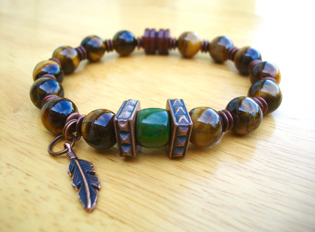 Native American Men's Spiritual Protection, Balance Bracelet With Semi ...