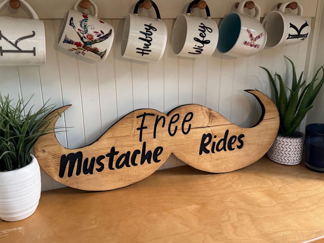 Hand Carved Wood Sign - Free Mustache Rides - Unique Funny Gift - Etsy