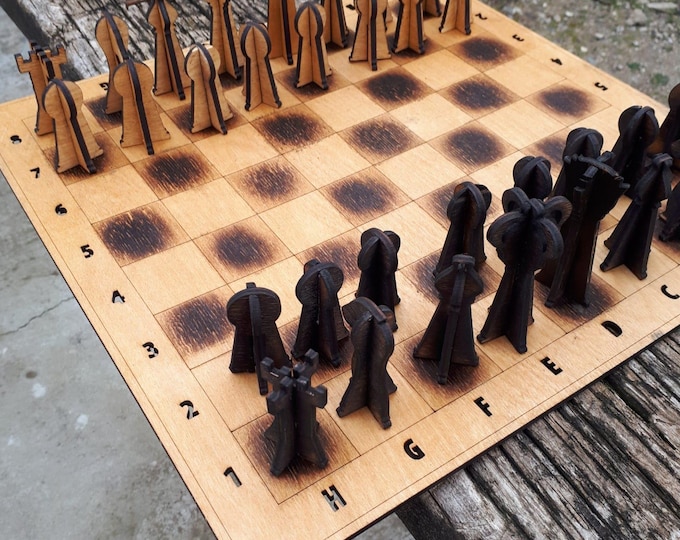 Chess and Chess Pieces Laser Cut Files Wooden Laser Cut Cnc Vector ...