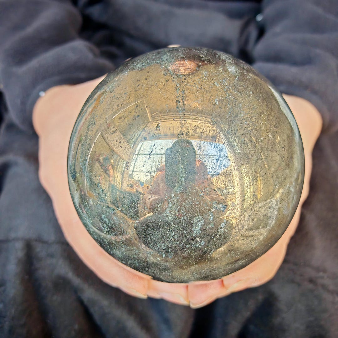 Natural Pyrite Sphere – Metallic Crystal Ball for Home Decor, Wealth ...