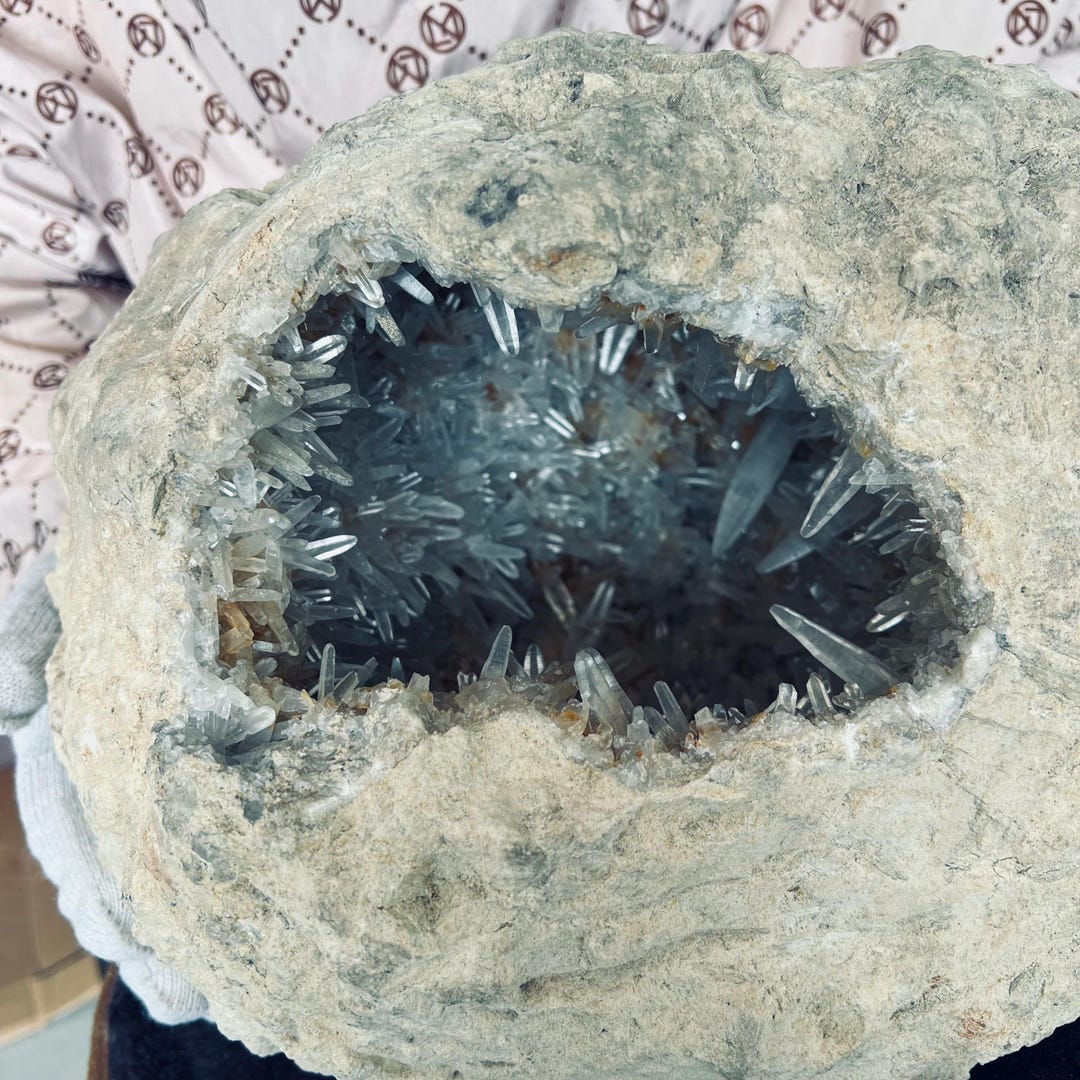 Natural Blue Crystal Geode Needle-like – Healing Stone Decor for Home ...