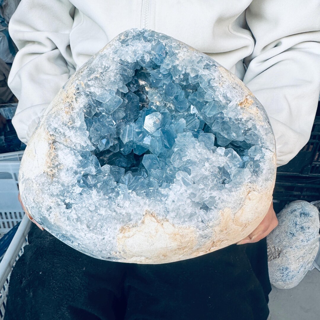 Natural Blue Crystal Geode Needle-like – Healing Stone Decor for Home ...