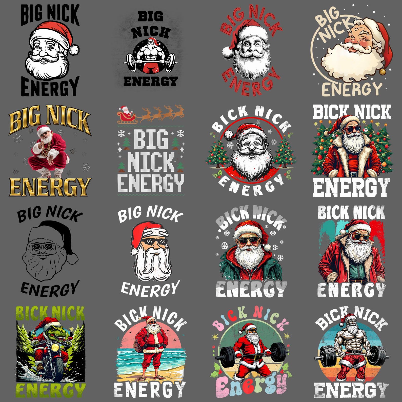 Big Nick Energy PNG, Funny Santa Claus Christmas Holiday Clipart ...