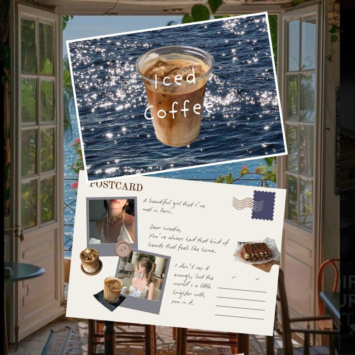 Iced Coffee Postcard Template - Printable Cafe Theme (digital Download ...