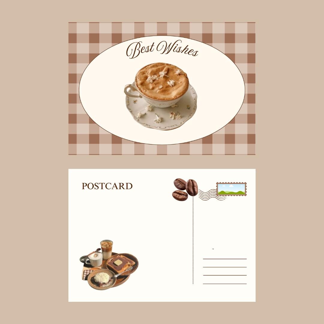 Cafe Postcard Template - Best Wishes, Caramel Theme (digital Download ...