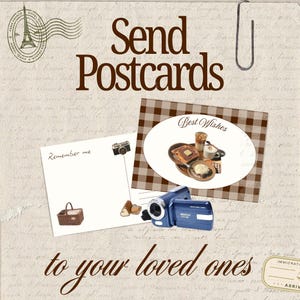 BUNDLE 9 Sets Digital Postcard Templates Coffee Themed Vintage Canva ...