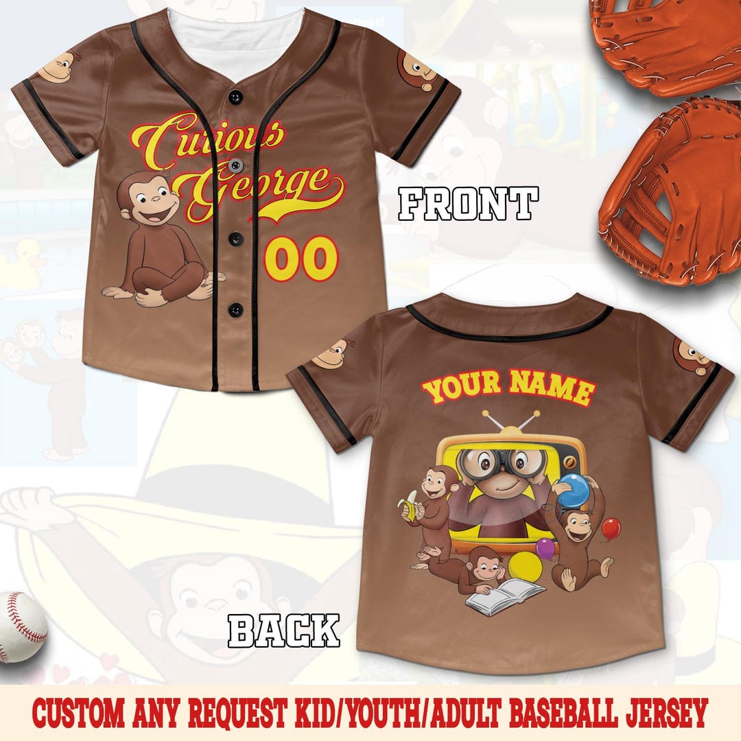 Curious George Birthday Baseball Jersey/curious George Baseball Shirt ...