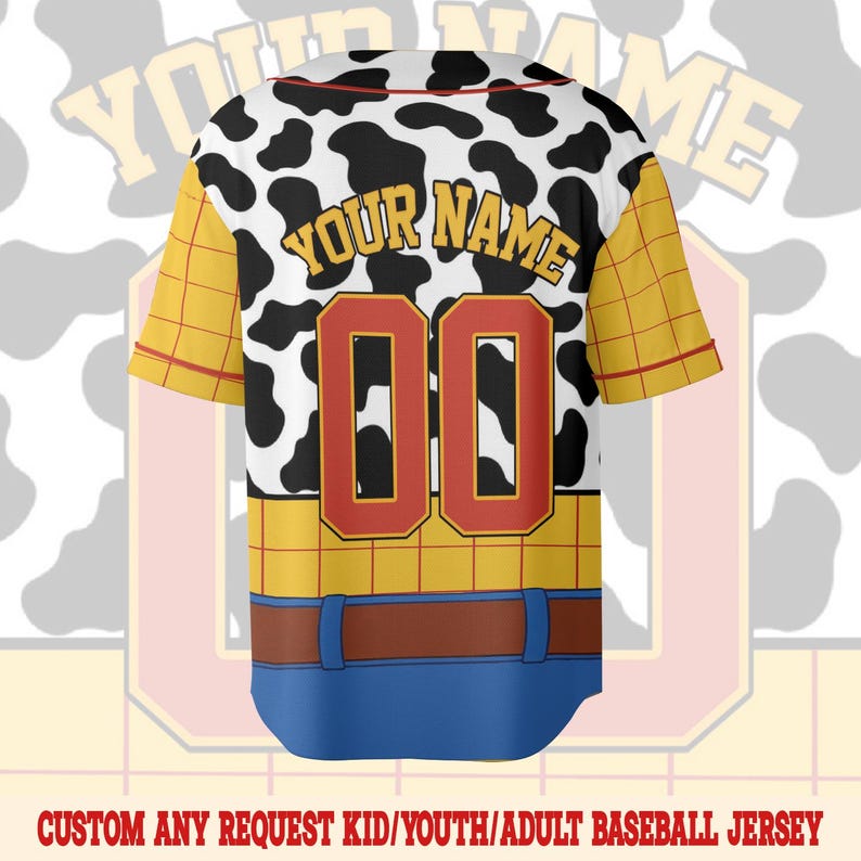 Custom Toy Story Sheriff Woody Baseball Jersey/woody Baseball Jersey ...