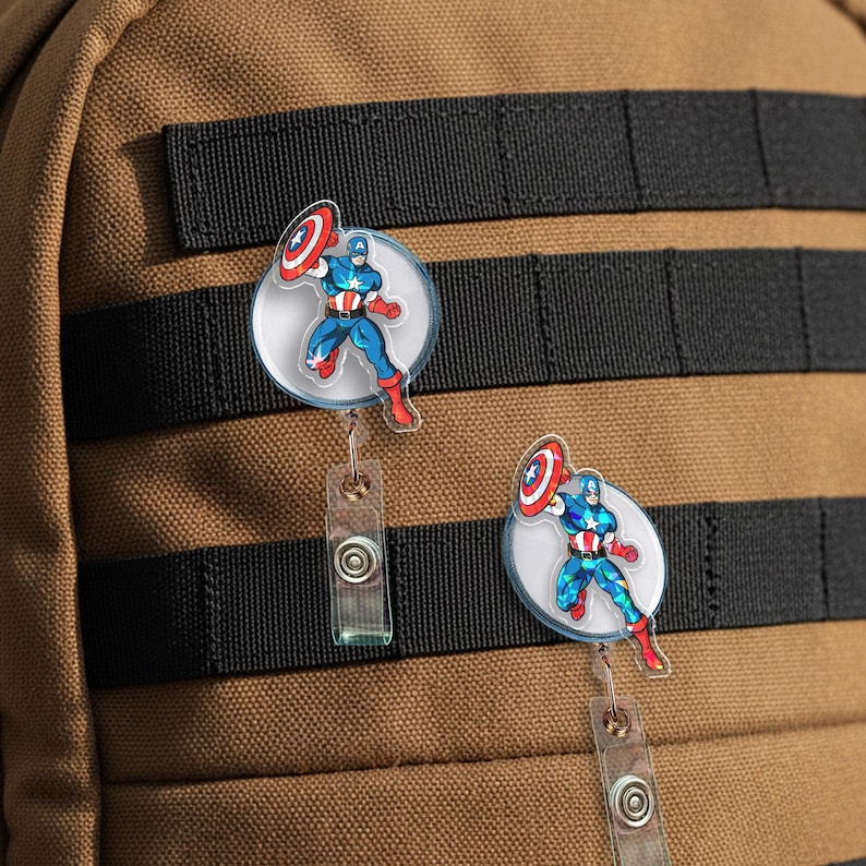 Captain America Badge Reel, Marvel Superhero ID Holder, Retractable ...