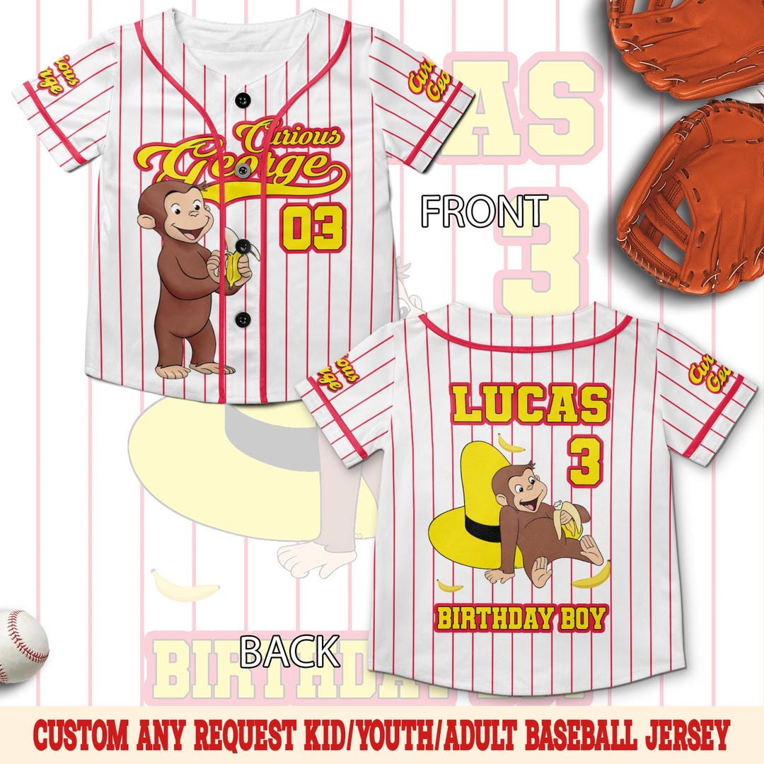 Curious George Birthday Baseball Jersey/curious George Baseball Shirt ...