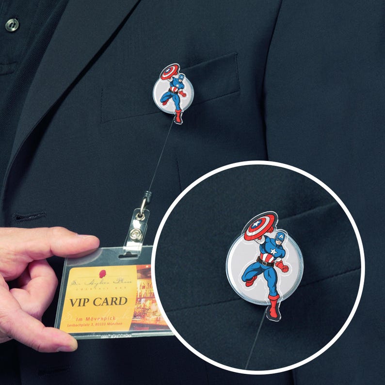 Captain America Badge Reel, Marvel Superhero ID Holder, Retractable ...