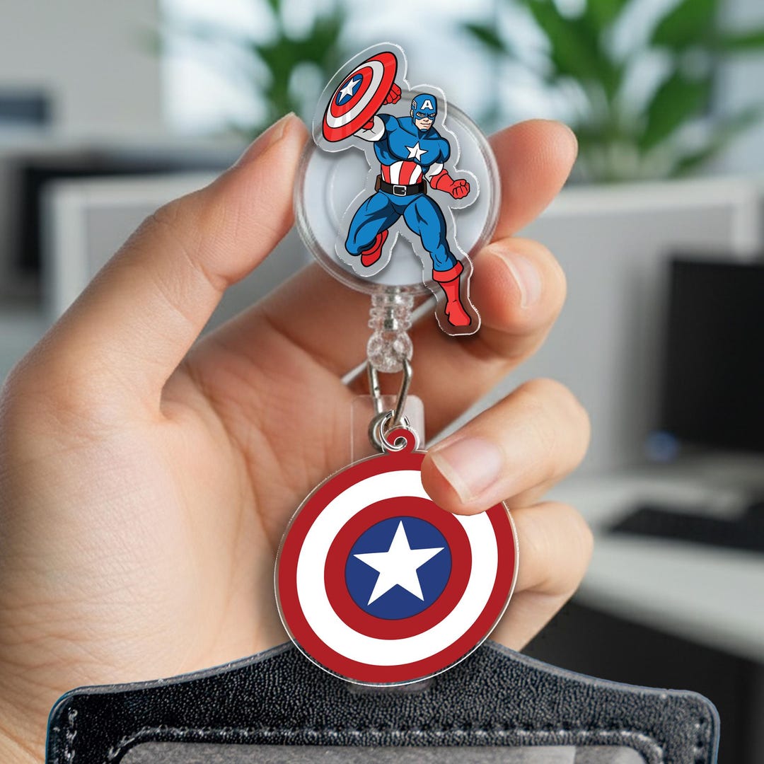Captain America Badge Reel, Marvel Superhero ID Holder, Retractable ...