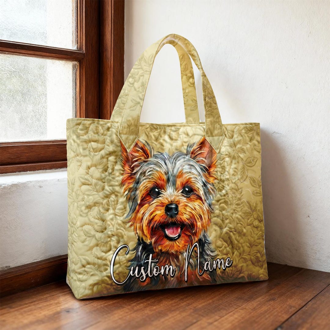 Personalized Dog Tote Bag, Custom Pet Portrait Tote, Yorkie Gift for ...