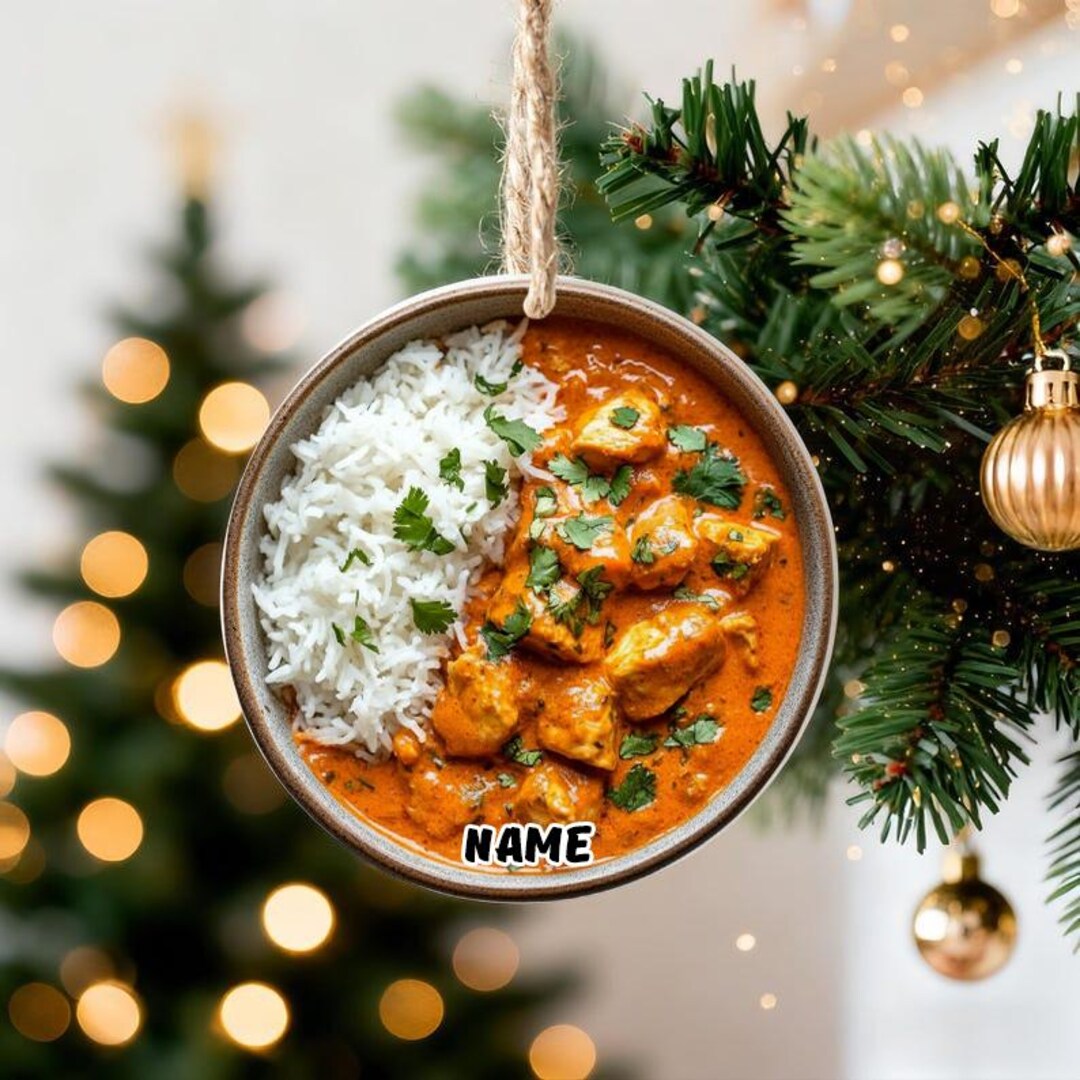Personalized Butter Chicken Ornament – Indian Food Christmas Tree Decor ...