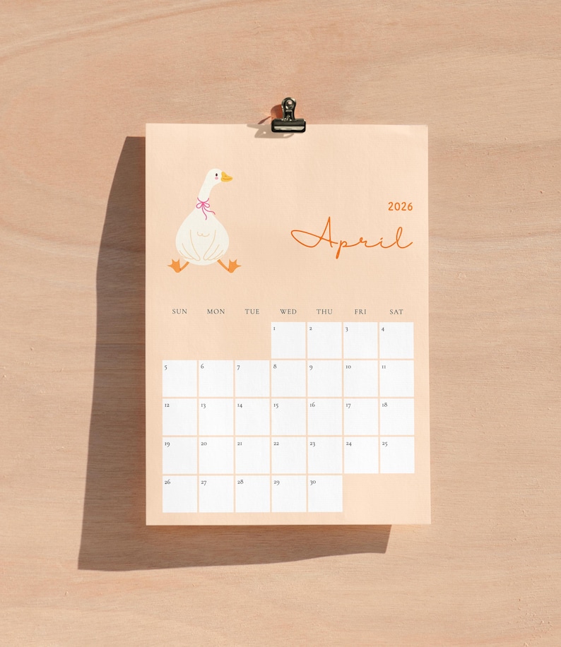 Funny Silly Goose Monthly Calendar 2026 | Printable PDF - Etsy