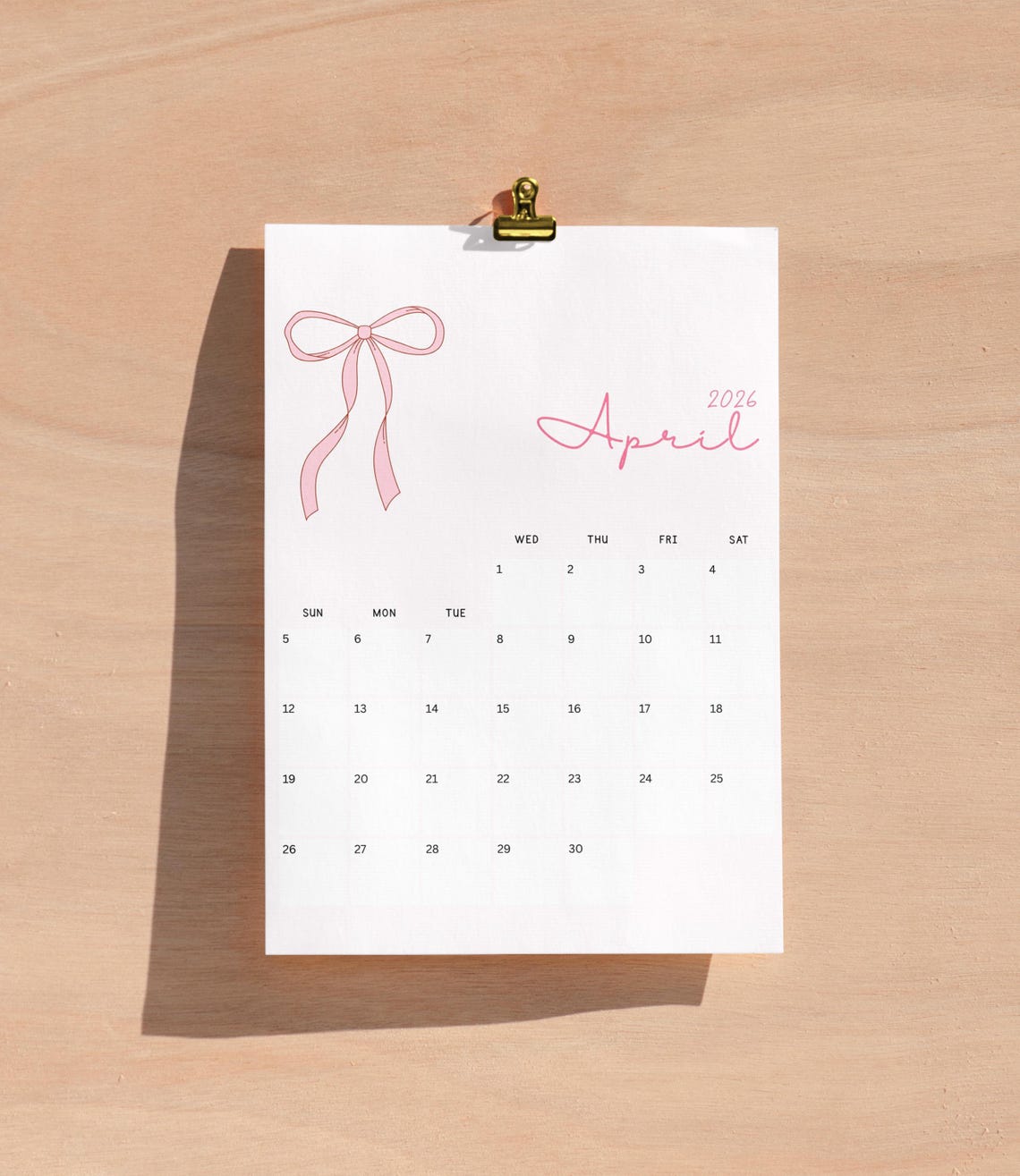 2026 Coquette Monthly Calendar, Elegant Desk Calender, Digital Download ...