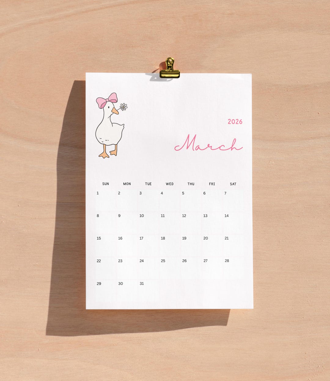 Pink Silly Goose Calendar 2026: Adults and Kids Monthly Planner ...