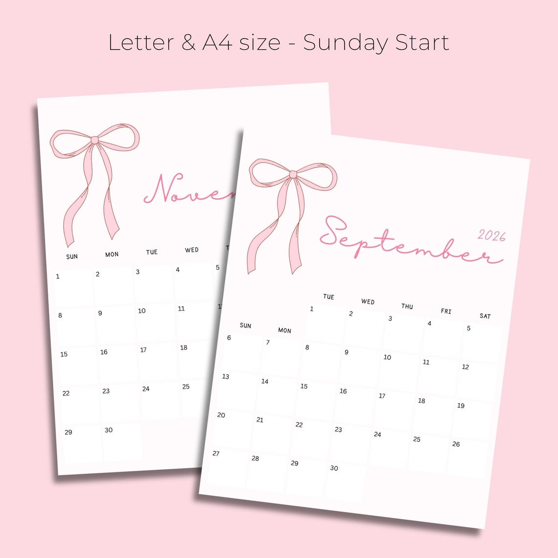 2026 Coquette Monthly Calendar, Elegant Desk Calender, Digital Download ...