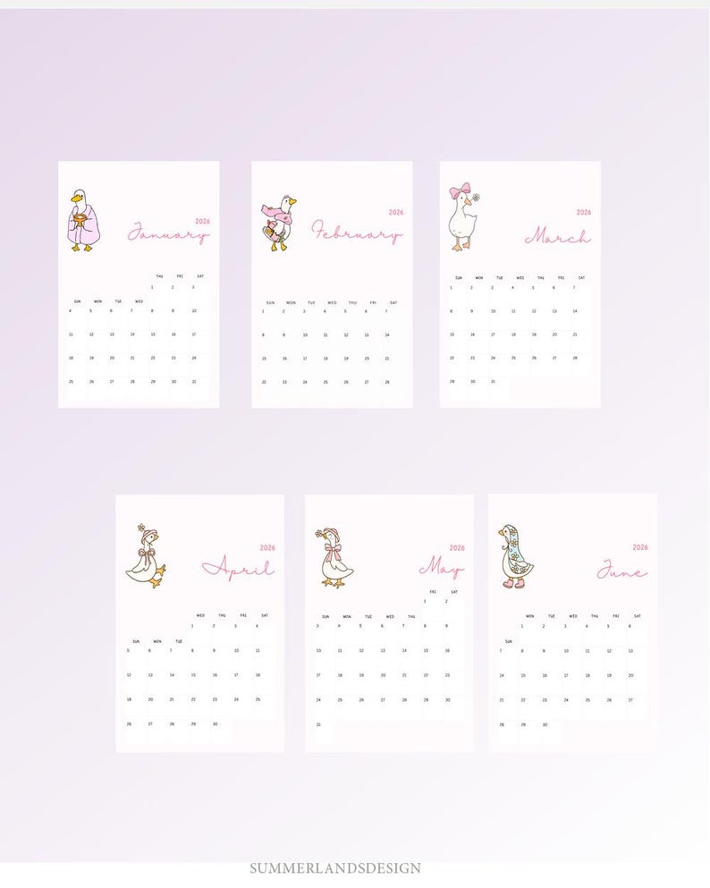 Pink Silly Goose Calendar 2026: Adults and Kids Monthly Planner ...