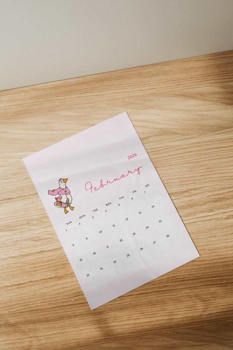 Pink Silly Goose Calendar 2026: Adults and Kids Monthly Planner ...