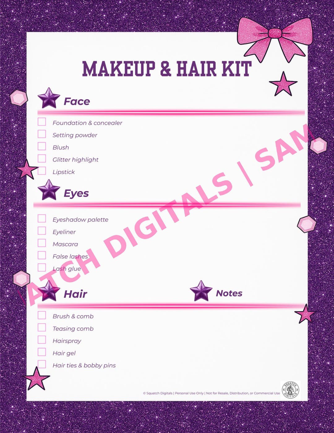 Cheer Makeup & Hair Kit Checklist | Printable Glam Prep PDF - Etsy