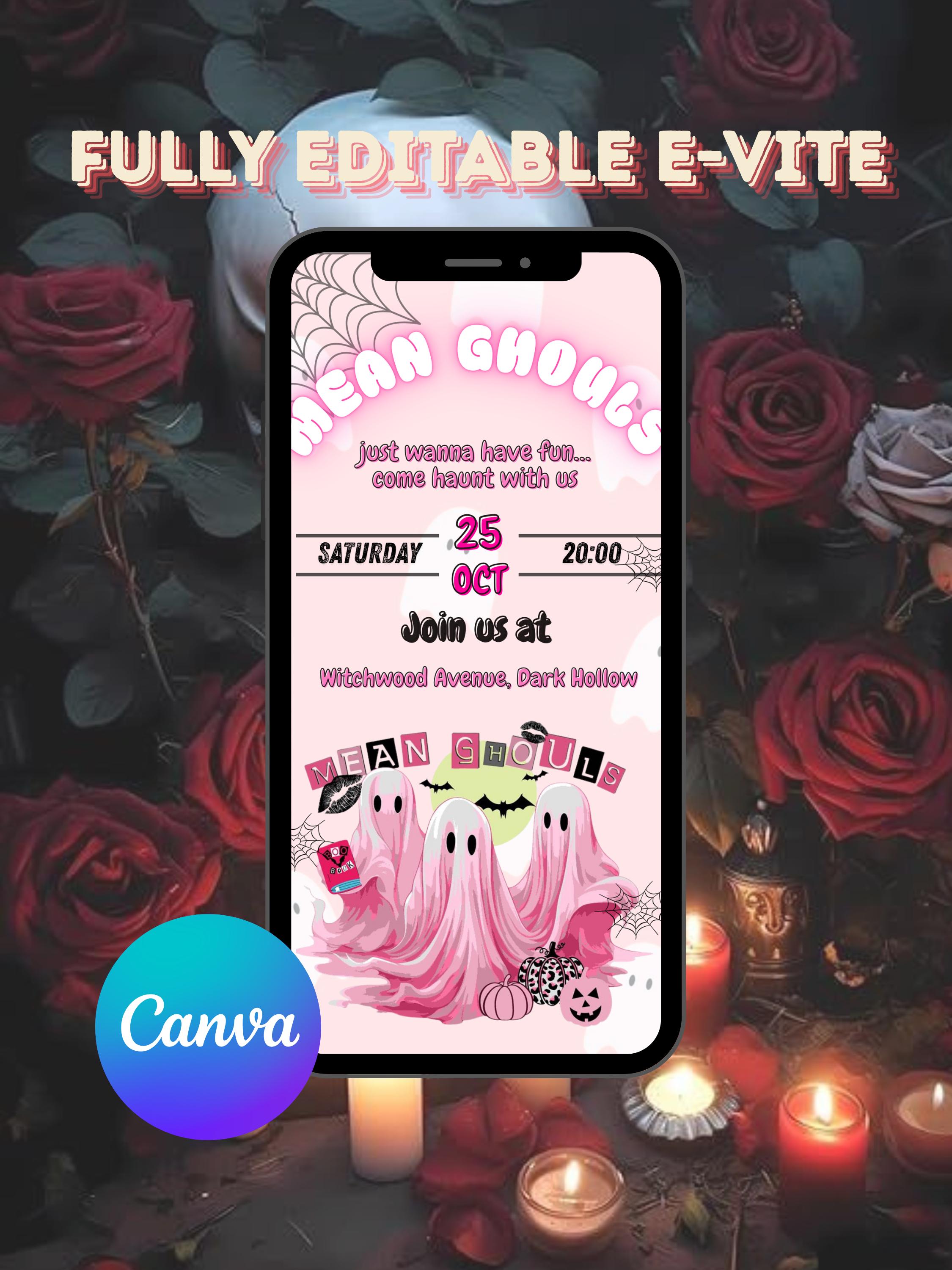 Editable Halloween Invitation-ghoul Themed Night Party Invite-printable ...
