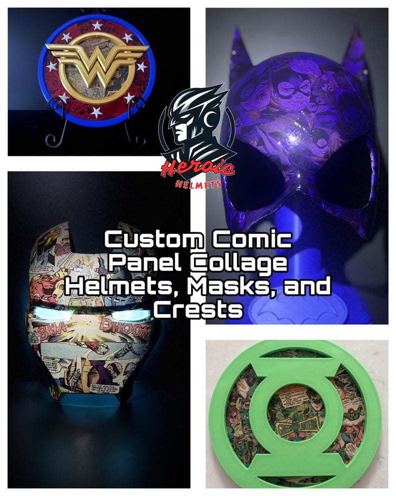 Custom Comic Panel Helmet, Mask, Crest, Superhero Cosplay Prop - Etsy