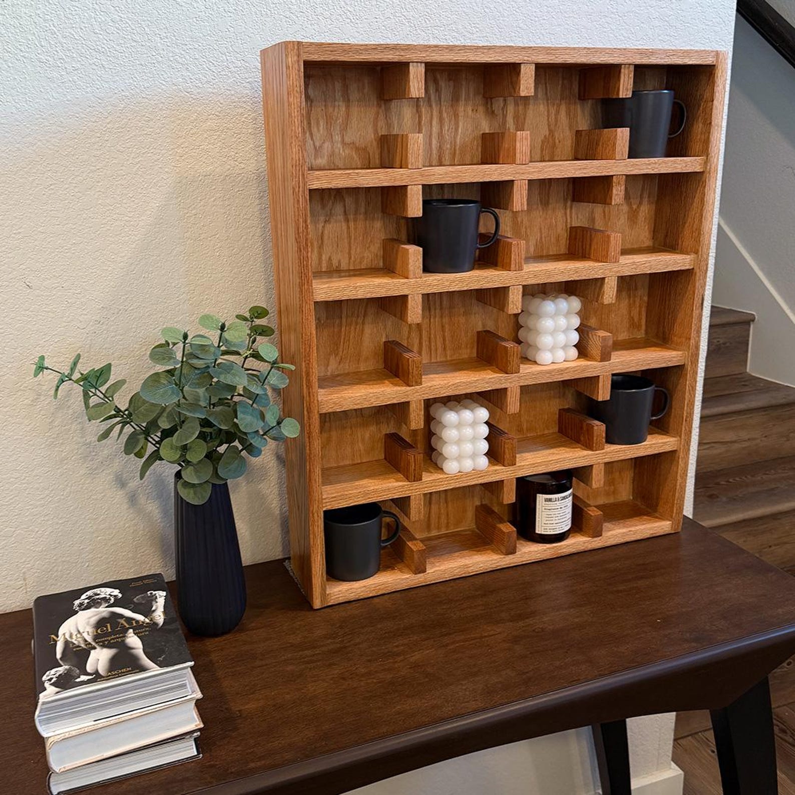 Handmade Oak Wall Shelf: Mid-century Modern Mug Rack - Etsy